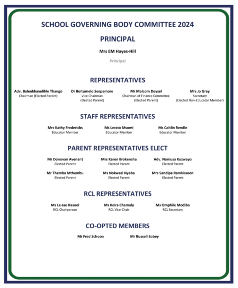 Our School Governing Body | Durban Girls' High